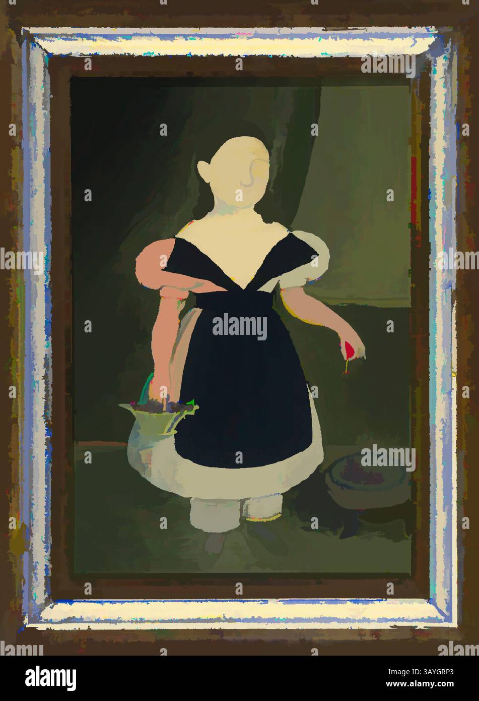 A figure in a classic dress holds a watering can, standing against a ...