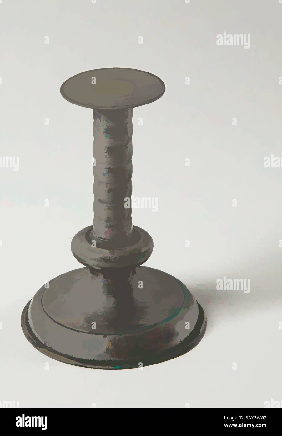 A simple yet elegant candlestick stands upright, featuring a fluted ...