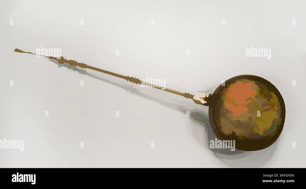 An ornate antique clock pendulum, featuring a round, intricate weight ...