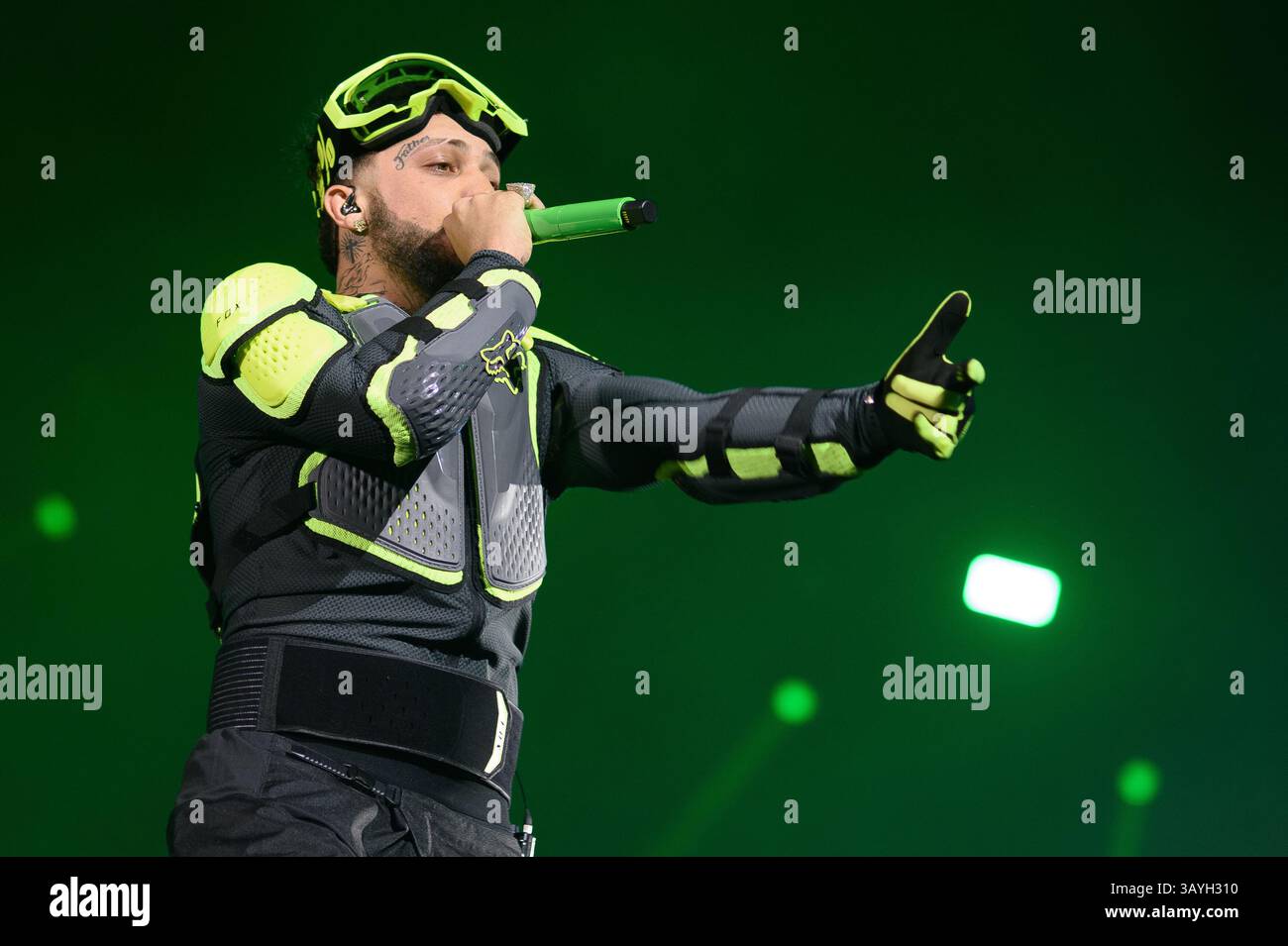 Singer JC Reyes performs during the concert Movistar Arena in Madrid ...