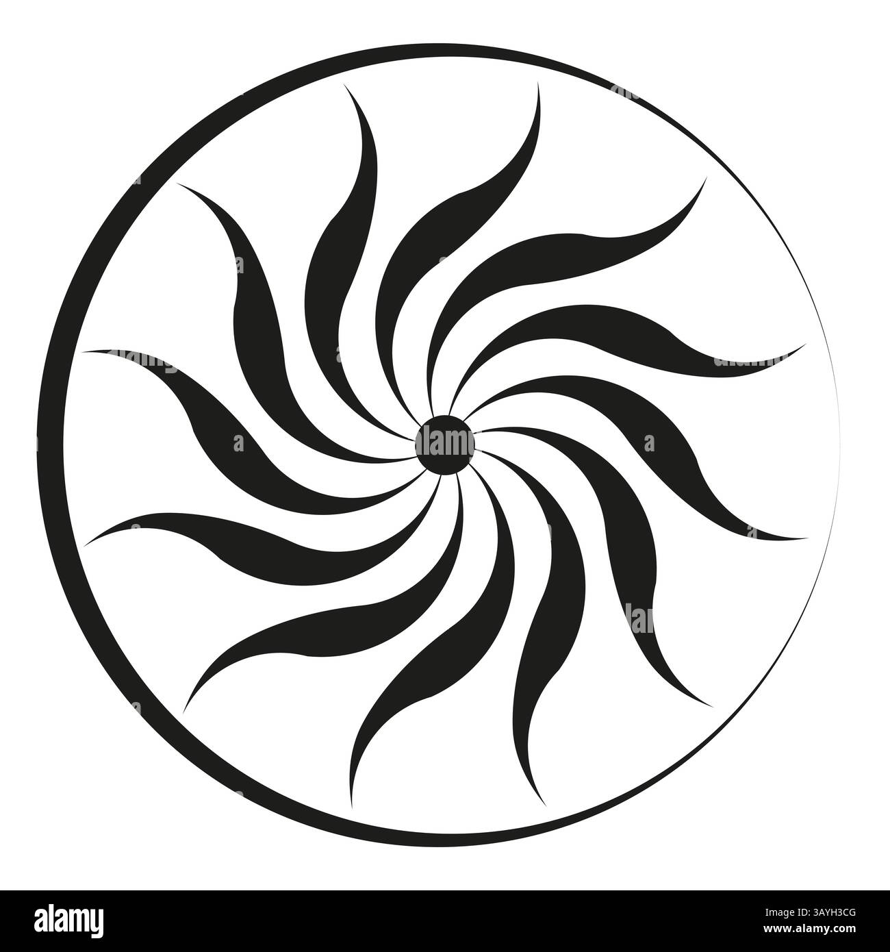 Swirling sun shape. Radiant solar icon. Abstract flame pattern. Vector ...