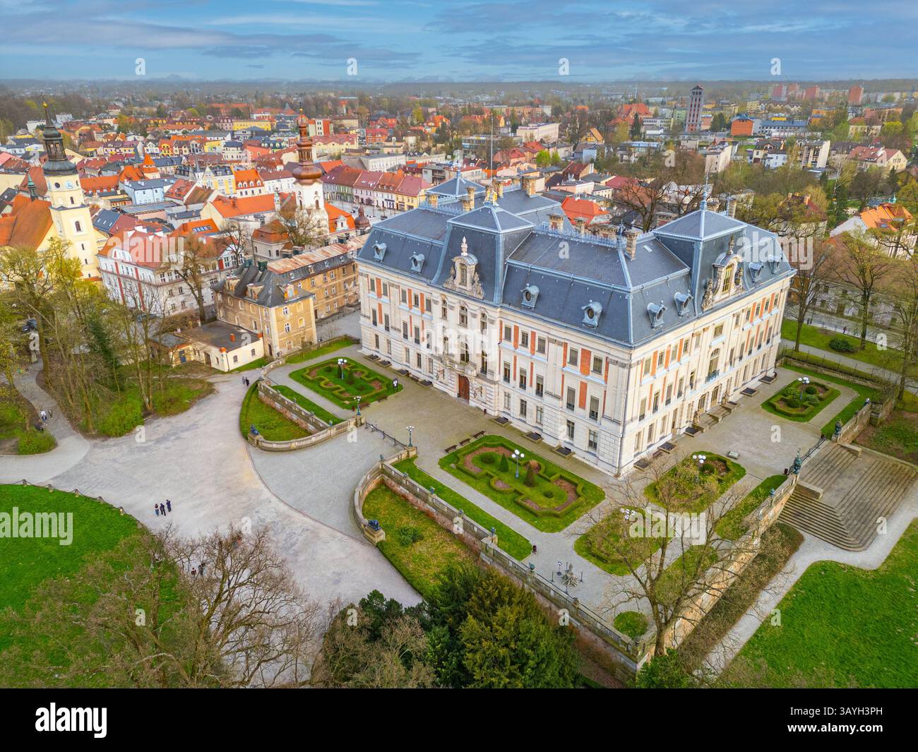 Aerial view of Pszczyna castle park in Poland.IMAGE Stock Photo - Alamy