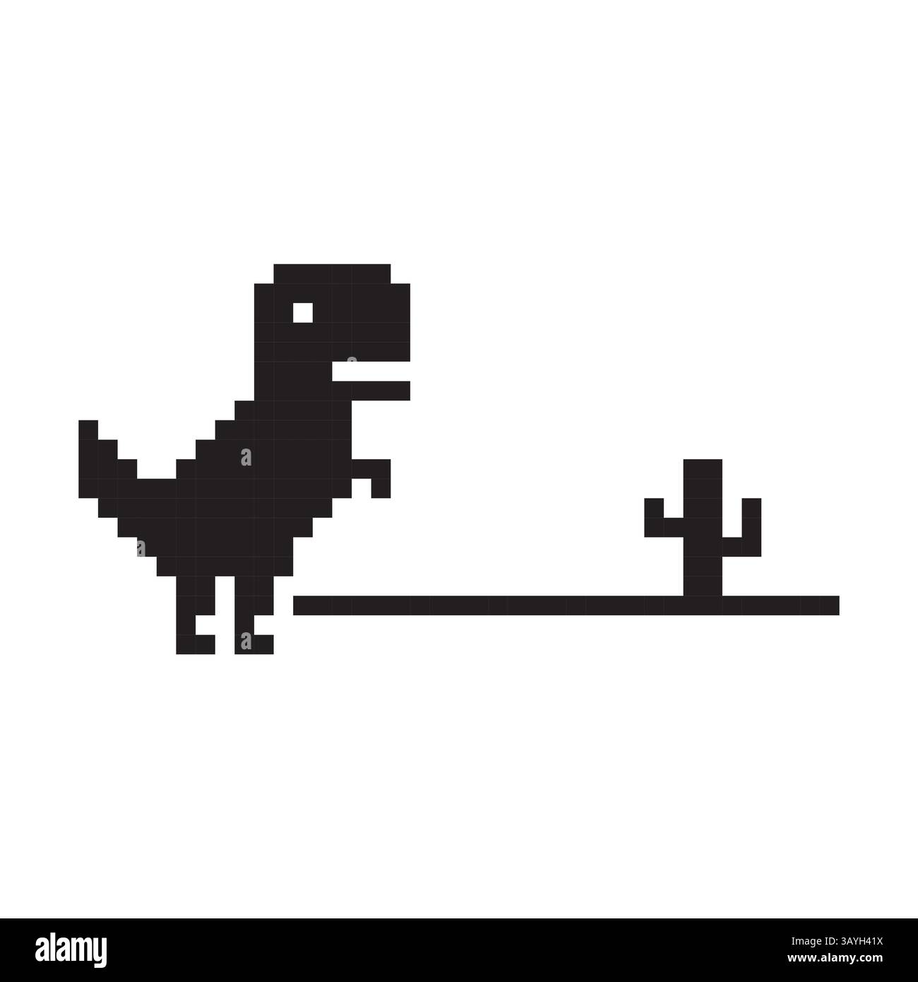 Pixel dinosaur icon. Retro dino symbol. Black vector graphic. Game ...