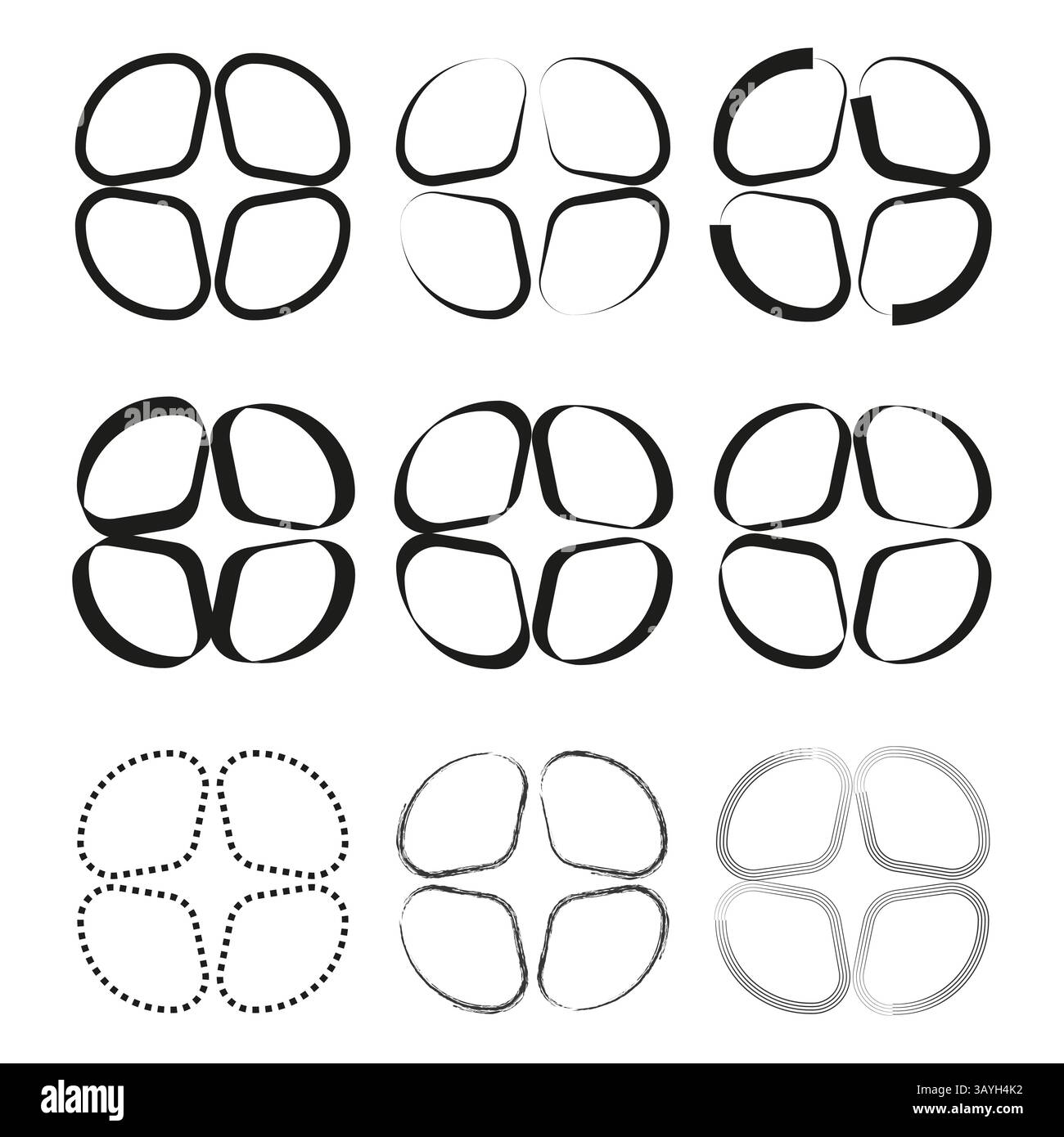 Oval cross icon. Interlocked shape. Geometric pattern symbol. Vector ...