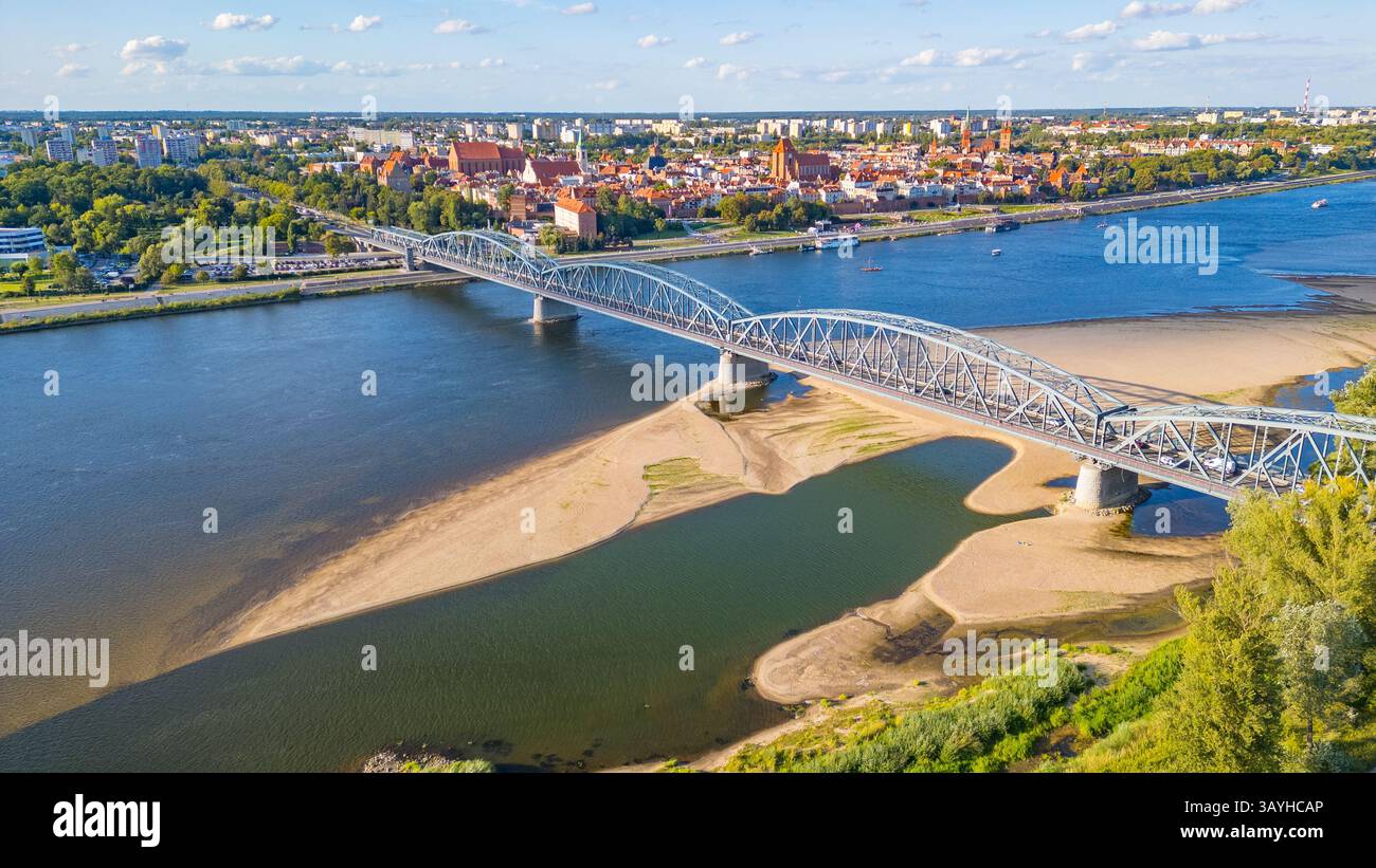 The Jozef Pilsudski Bridge and panorama of Torun, Poland.IMAGE Stock ...
