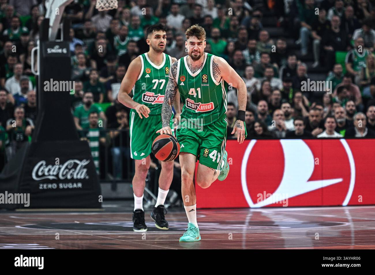 Athens, Greece. 23rd Apr, 2025. 41 Juancho Hernangomez of Panathinaikos ...