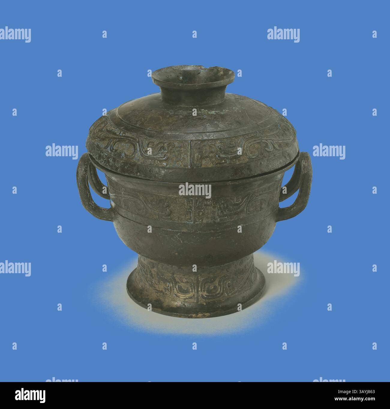 An intricately designed ancient vessel featuring ornate patterns and ...