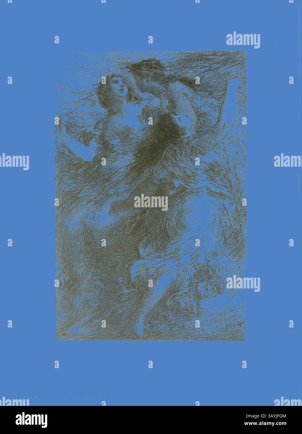 Two ethereal figures entwined in a fluid dance, their flowing forms ...