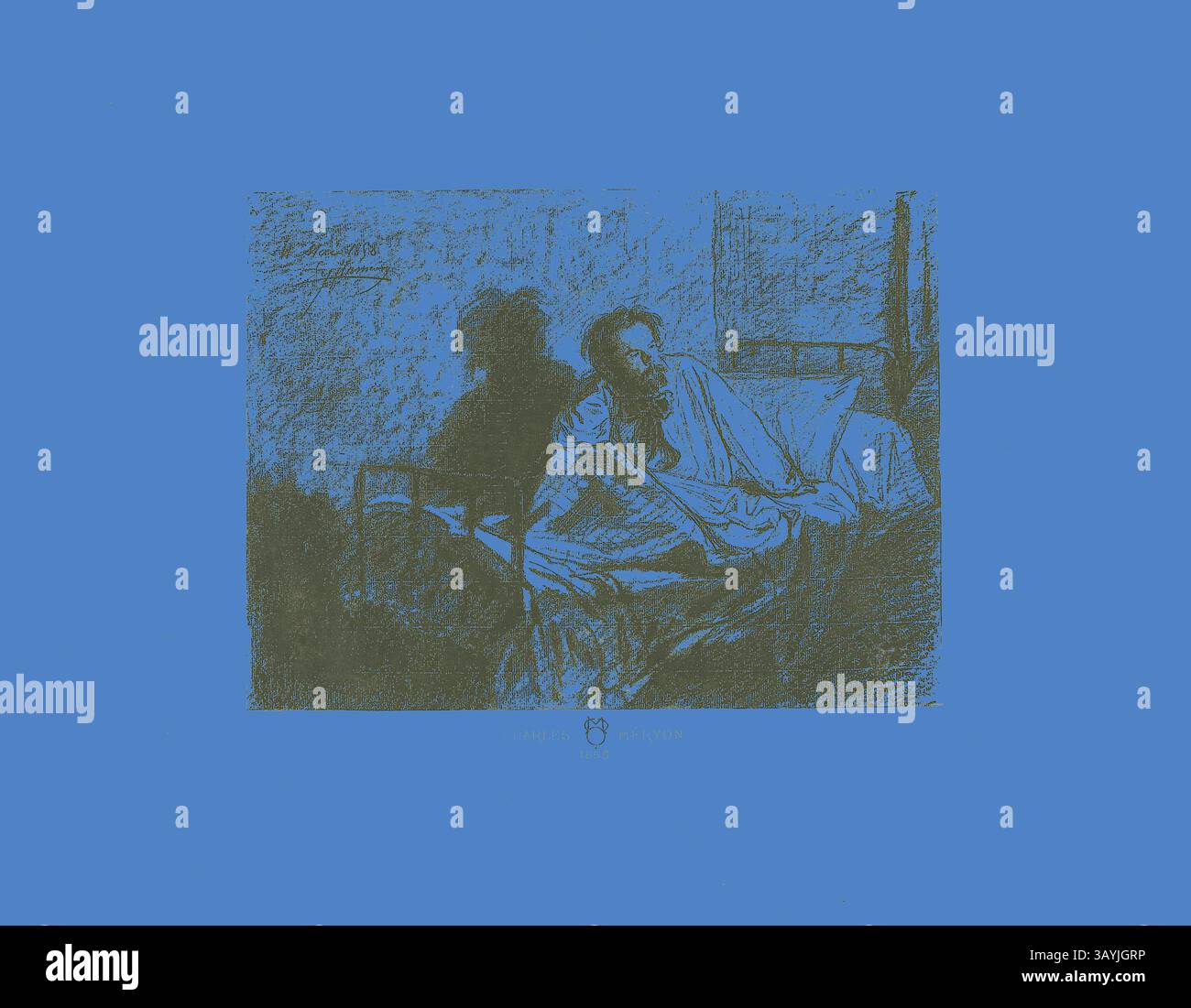 A contemplative figure sits on a bed, surrounded by an atmosphere of ...