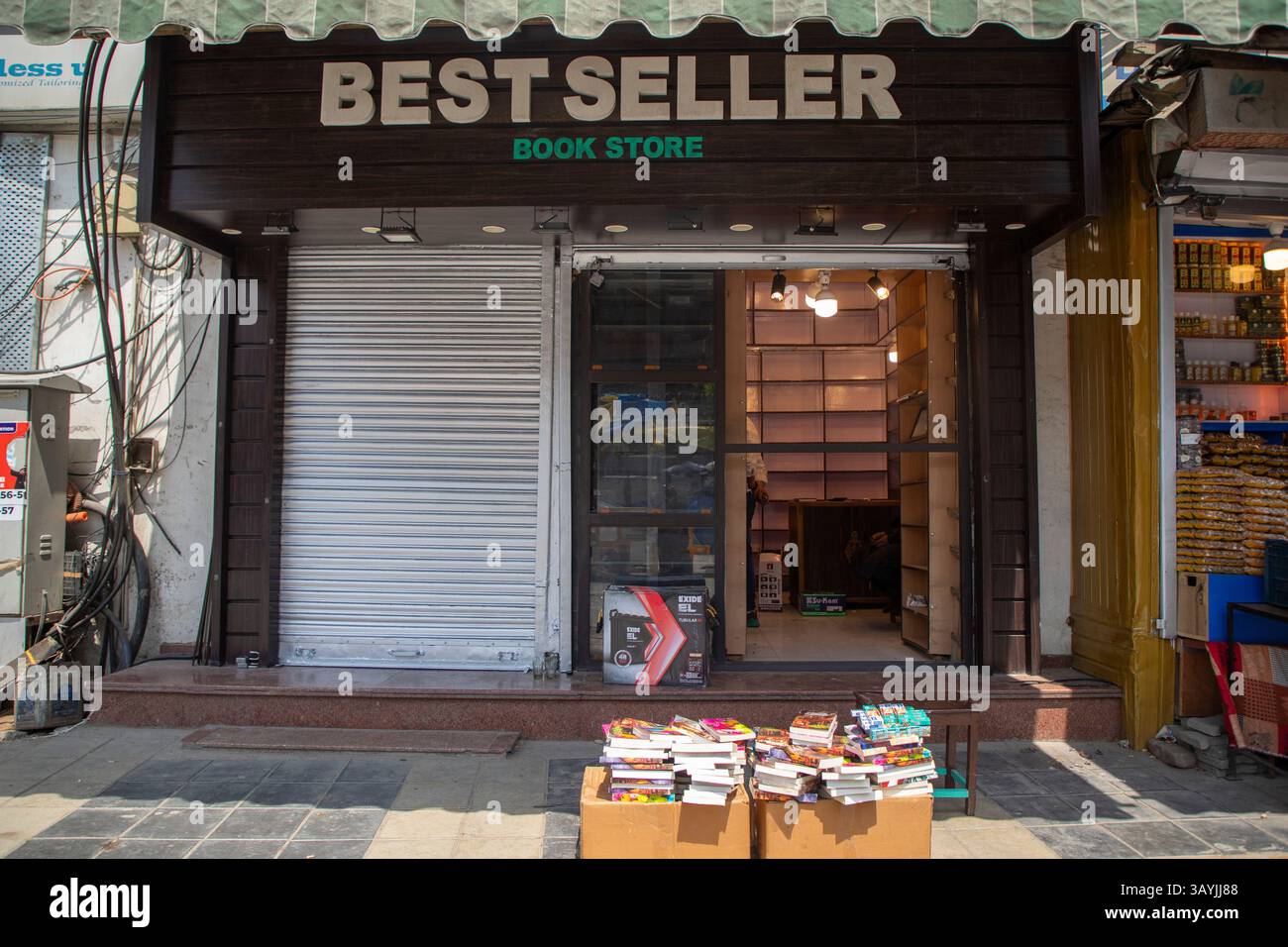 Srinagar, Kashmi. 23rd Apr, 2025. General view of empty 'Best Seller' book store in Lal Chowk ...