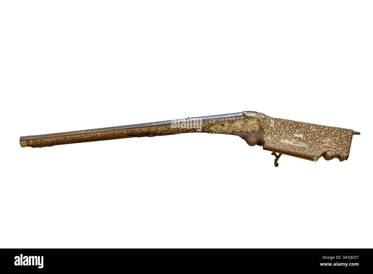 Hunting rifle with a wheel lock, isolated on a white background Stock ...