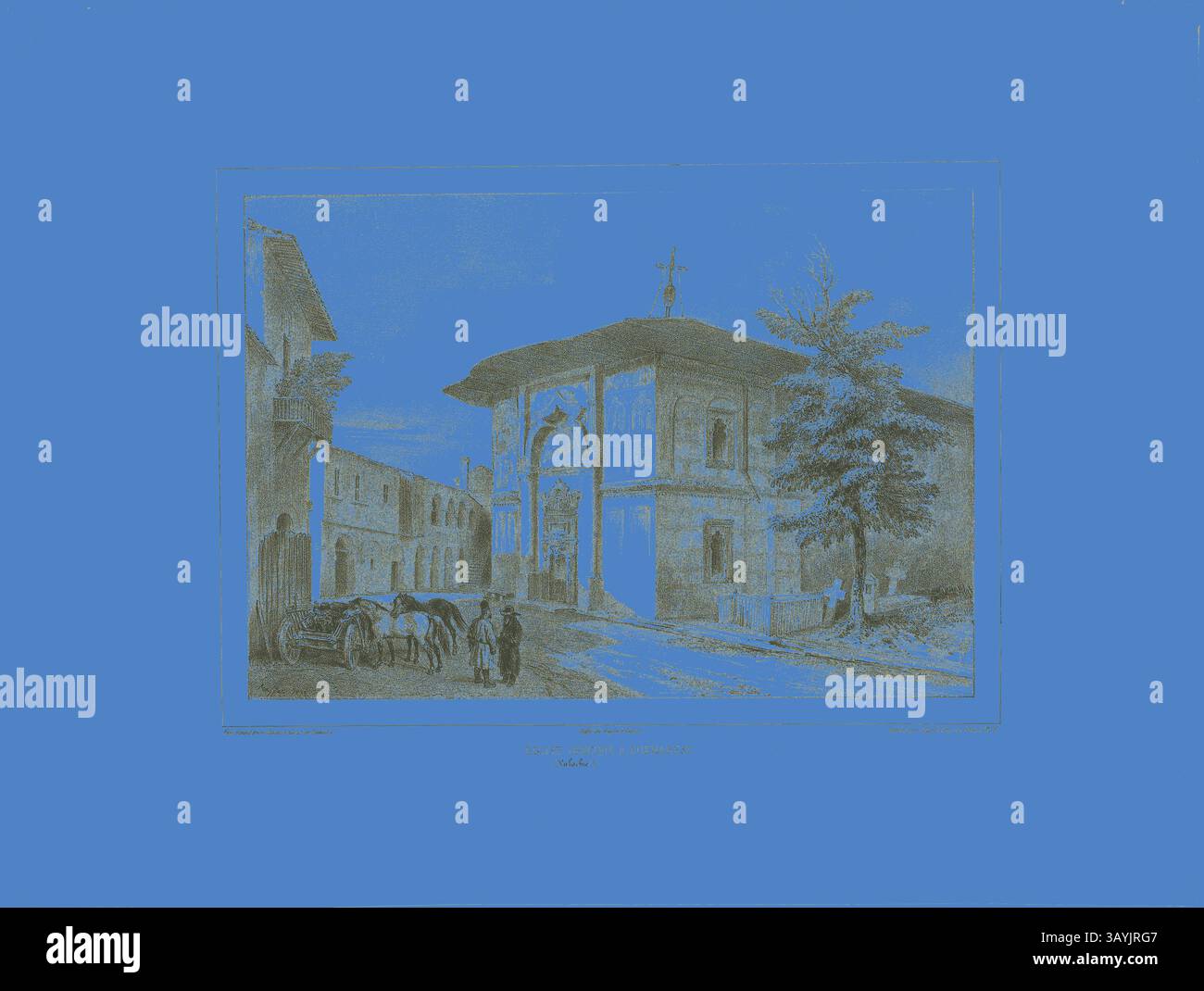 A charming scene depicts a historic building with intricate ...