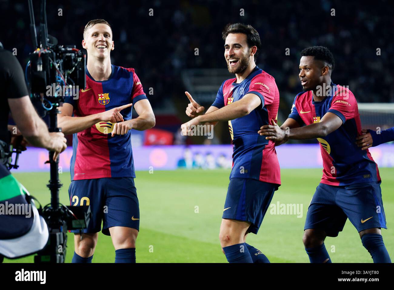 Barcelona, Spain. Credit: D. 22nd Apr, 2025. Dani Olmo, Eric Garcia ...