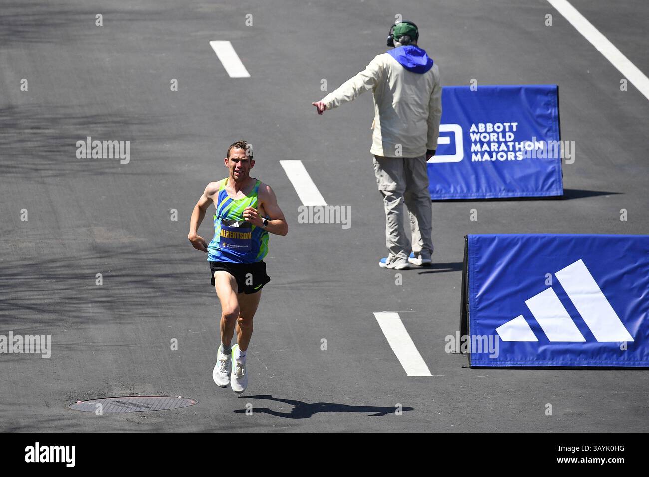 BOSTON, MA - APRIL 21: CJ Albertson of the United States runs to the ...