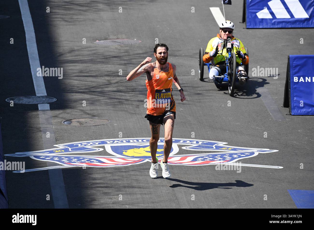 BOSTON, MA - APRIL 21: JP Flavin of the United States runs to the ...
