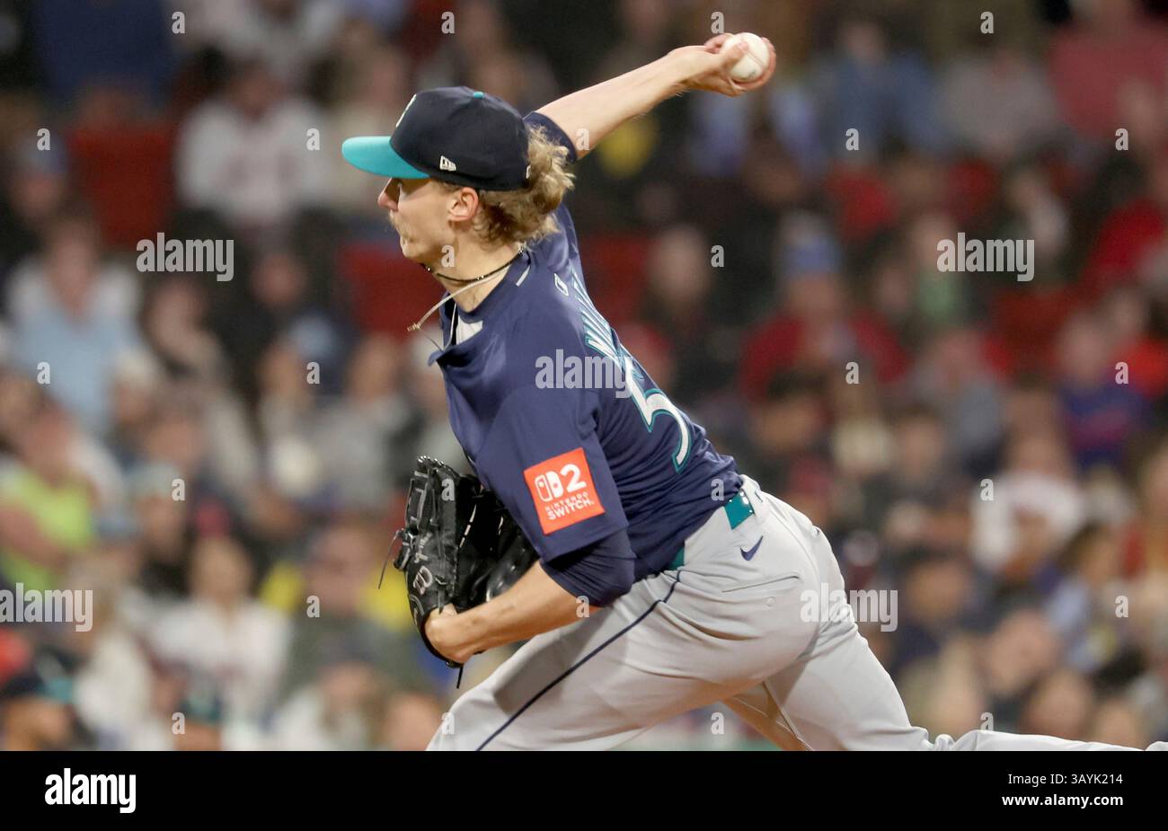 Seattle Mariners pitcher Bryce Miller delivers from the mound during ...