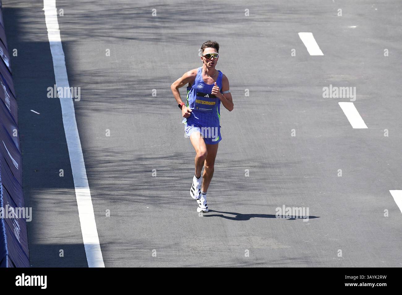 BOSTON, MA - APRIL 21: Johannes Motschmann of Germany runs to the ...