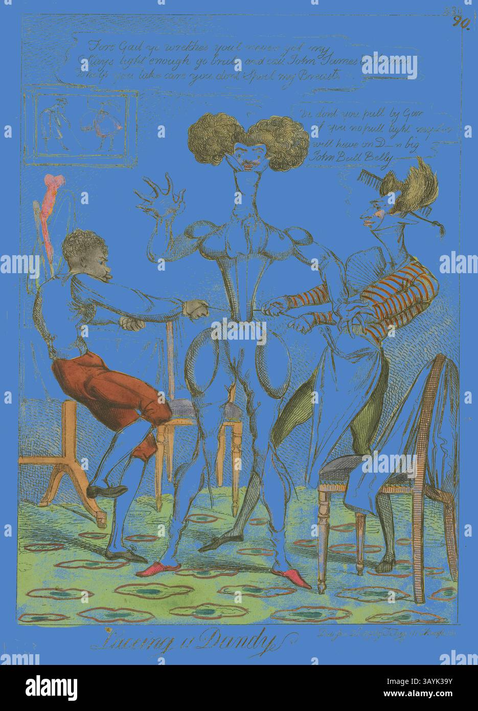 A satirical scene depicting a transformation theme, featuring figures ...