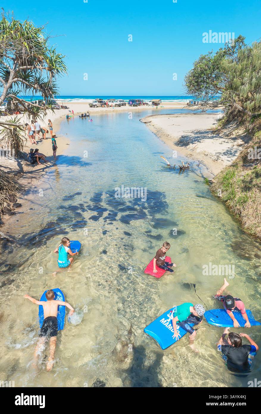 People enjoying Eli Creek, Great Sandy National Park, Fraser Island ...