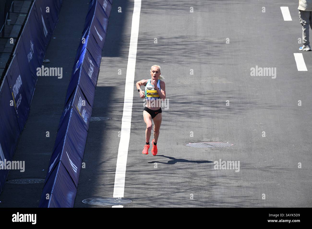 BOSTON, MA - APRIL 21: Calli Hauger-Thackery of Great Britain runs to ...