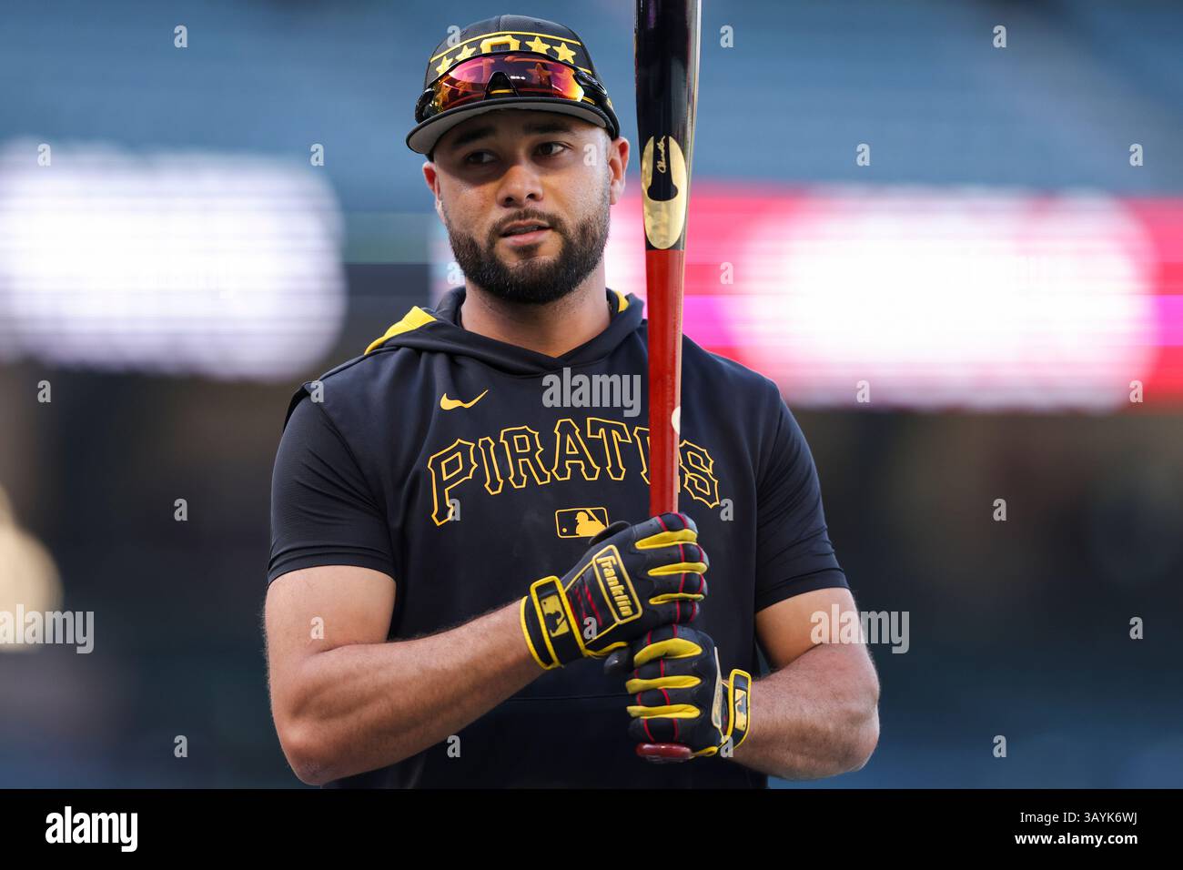 Pittsburgh Pirates' Isiah Kiner-Falefa looks on during batting practice ...