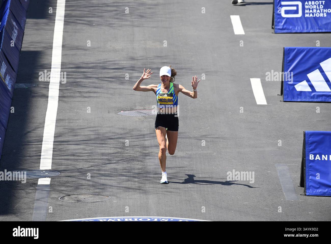 BOSTON, MA - APRIL 21: Jess McClain of the United States runs to the ...