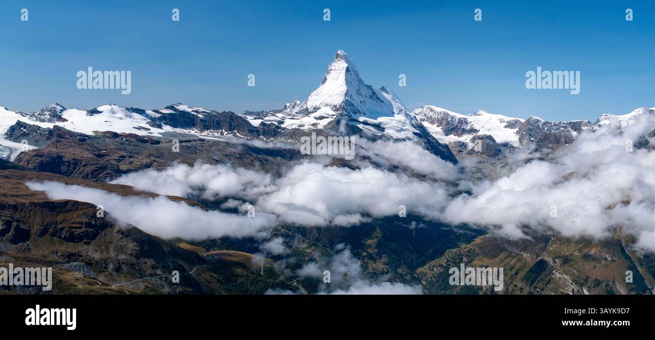 Spectacular view of the Matterhorn floating in the sea of clouds from ...