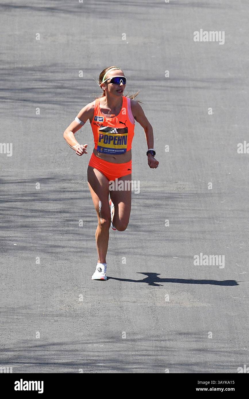 BOSTON, MA - APRIL 21: Dakotah Popehn of the United States runs to the ...
