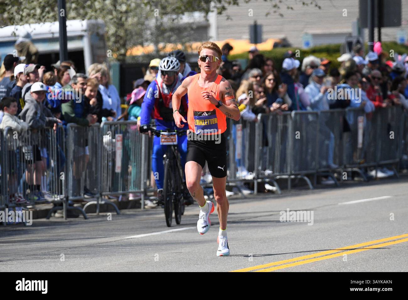WELLESLEY, MA - APRIL 21: Rory Linkletter of Canada runs in the 129th ...