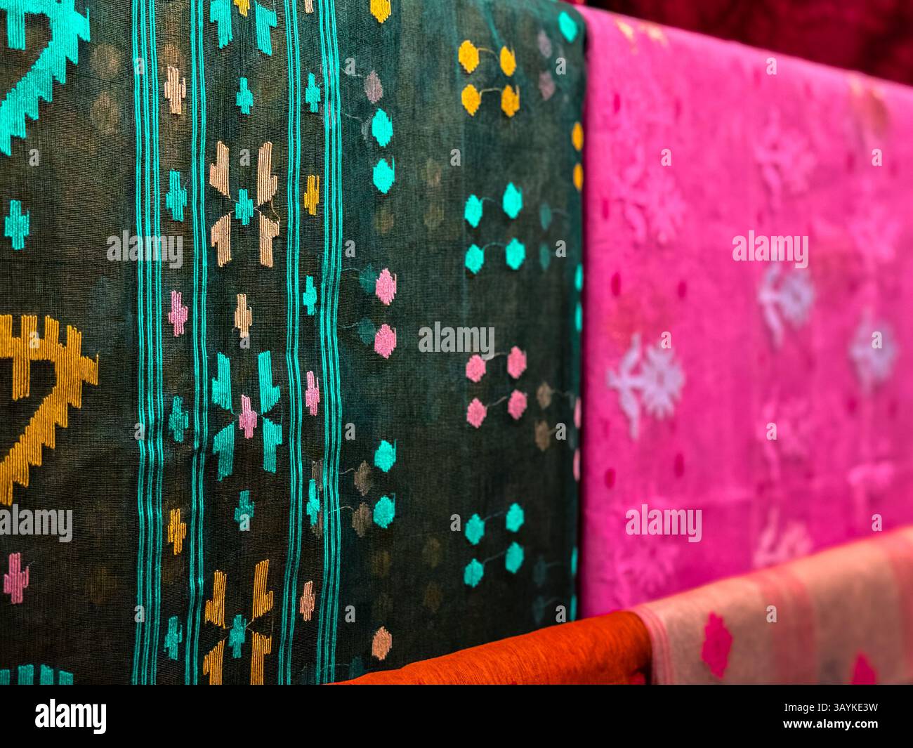 Close-Up of Traditional Handwoven Jamdani Saree from Bangladesh Stock ...