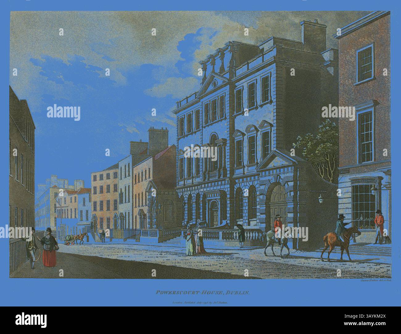 A historic street scene featuring elegant architecture, with horse ...