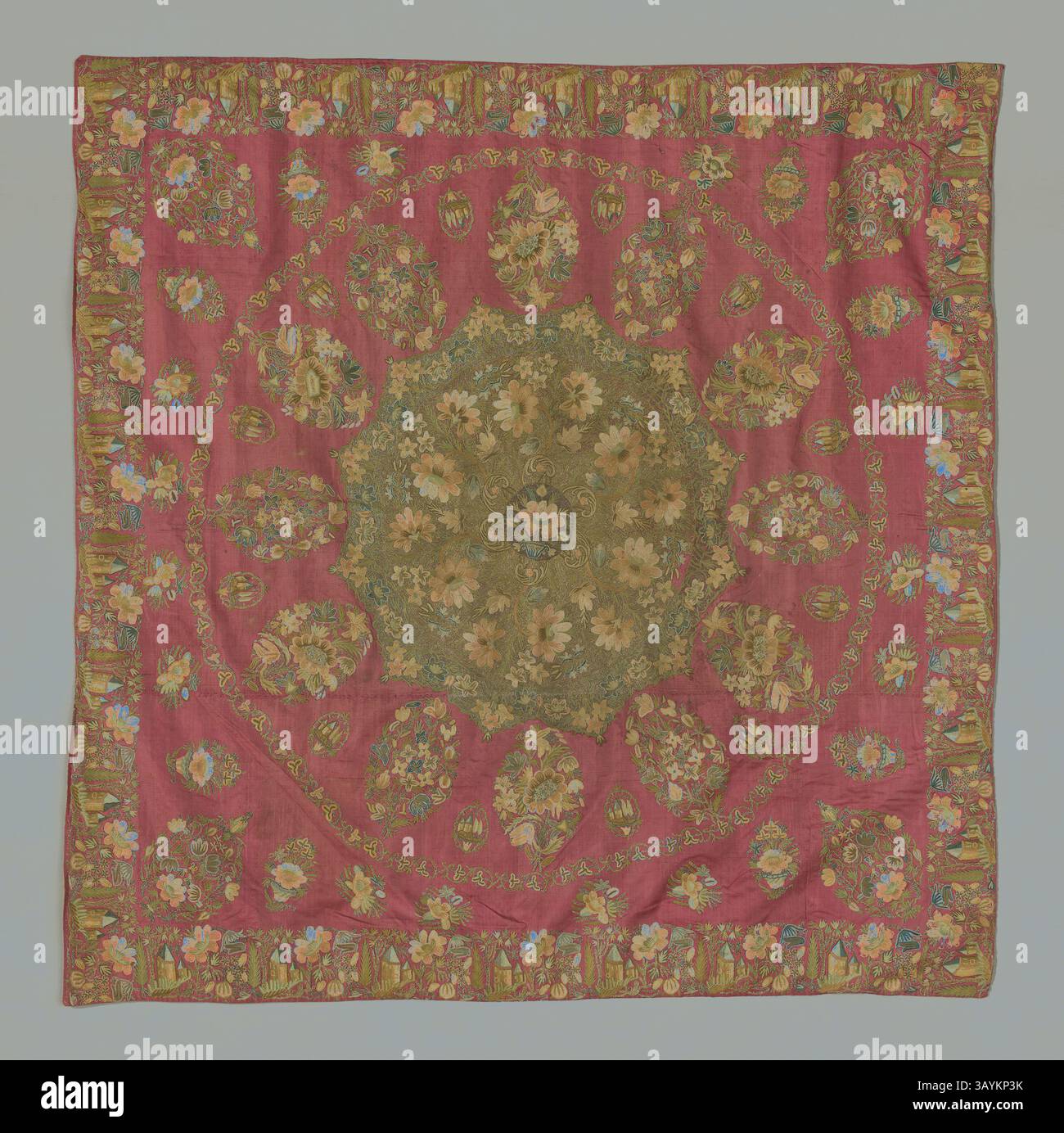 A beautifully patterned textile featuring an intricate design of floral ...