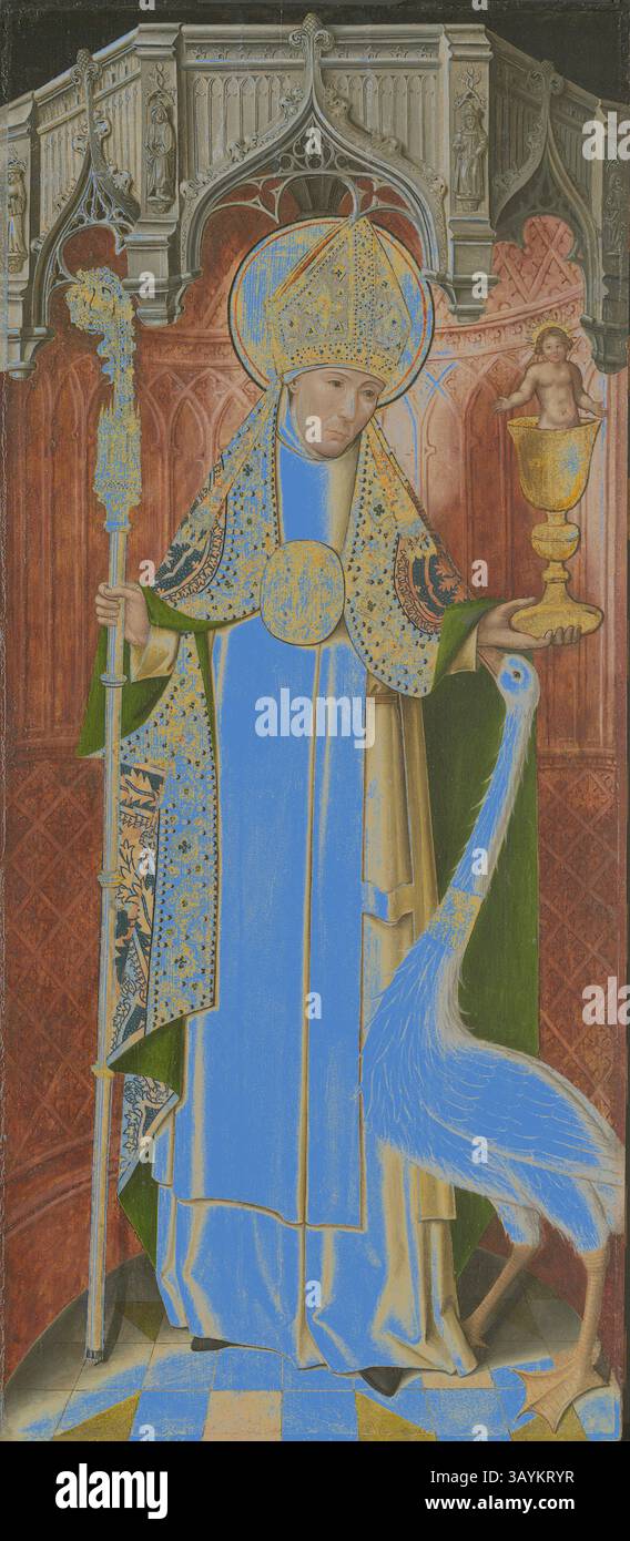 A figure dressed in rich, ornate robes holds a staff in one hand and a ...