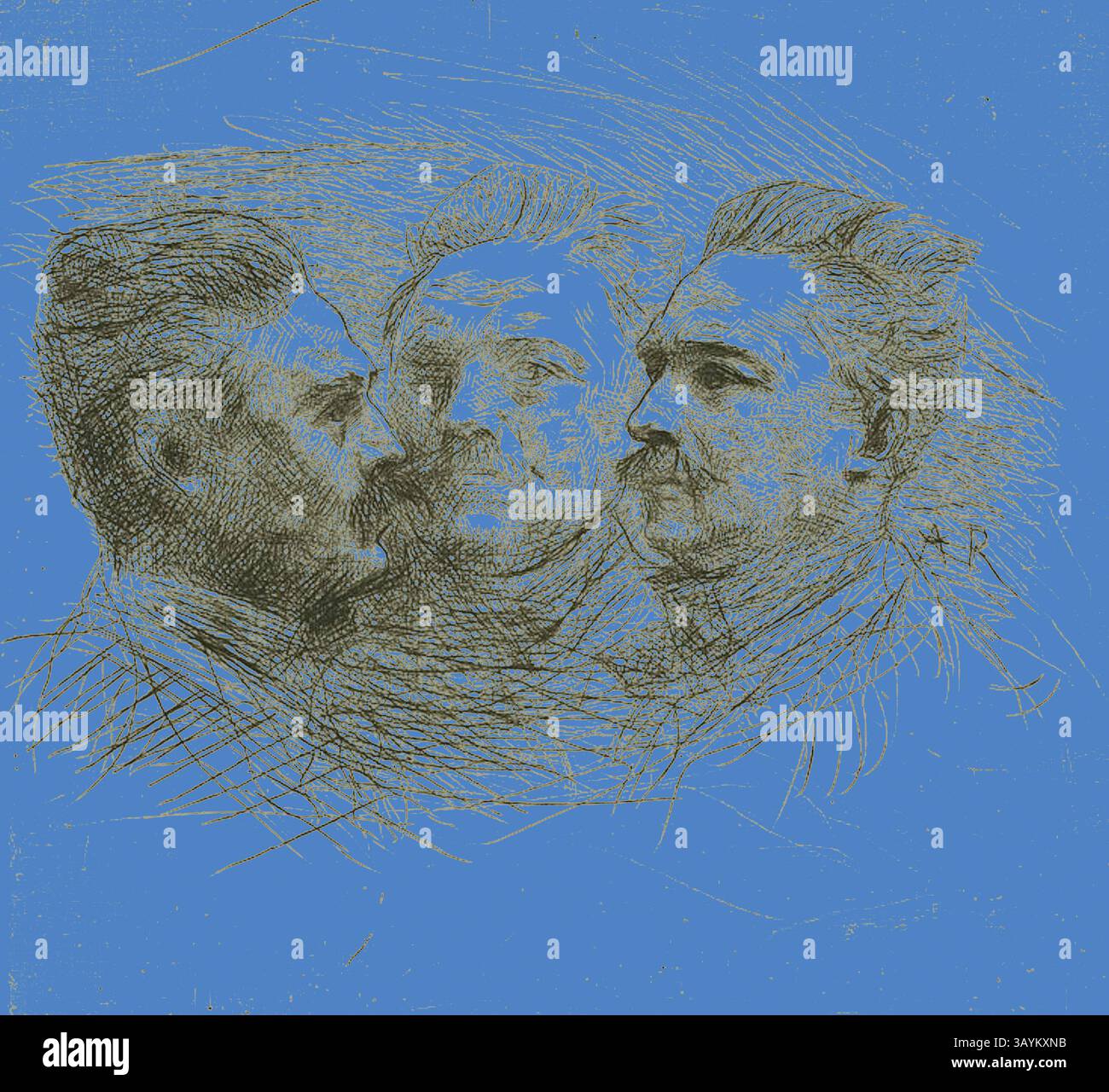 A series of three overlapping portraits showcases distinct profiles of ...