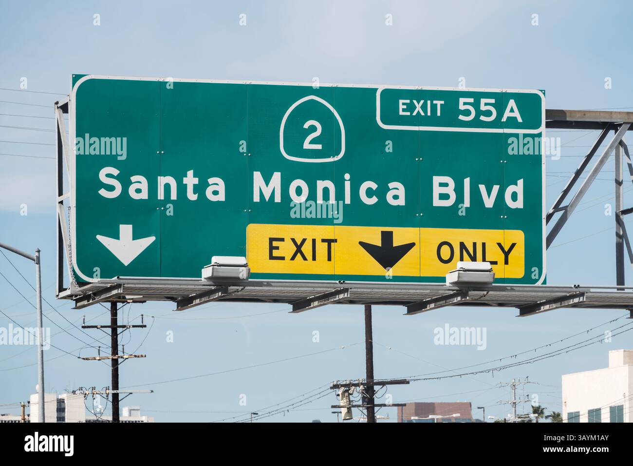Santa Monica Blvd route 2 freeway exit sign in Los Angeles, California ...