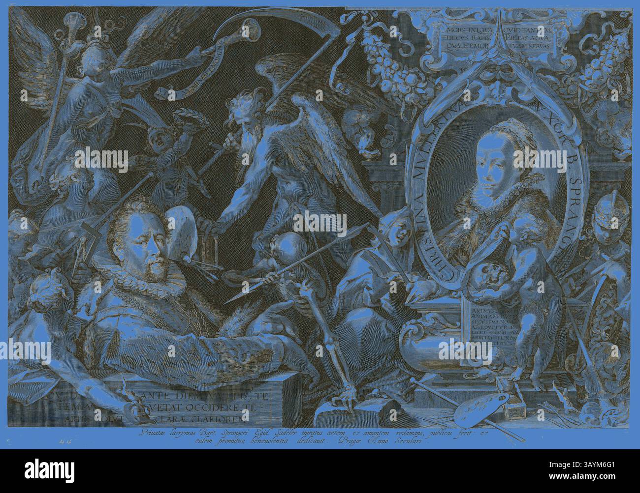 A detailed allegorical composition featuring ornate figures, angels ...