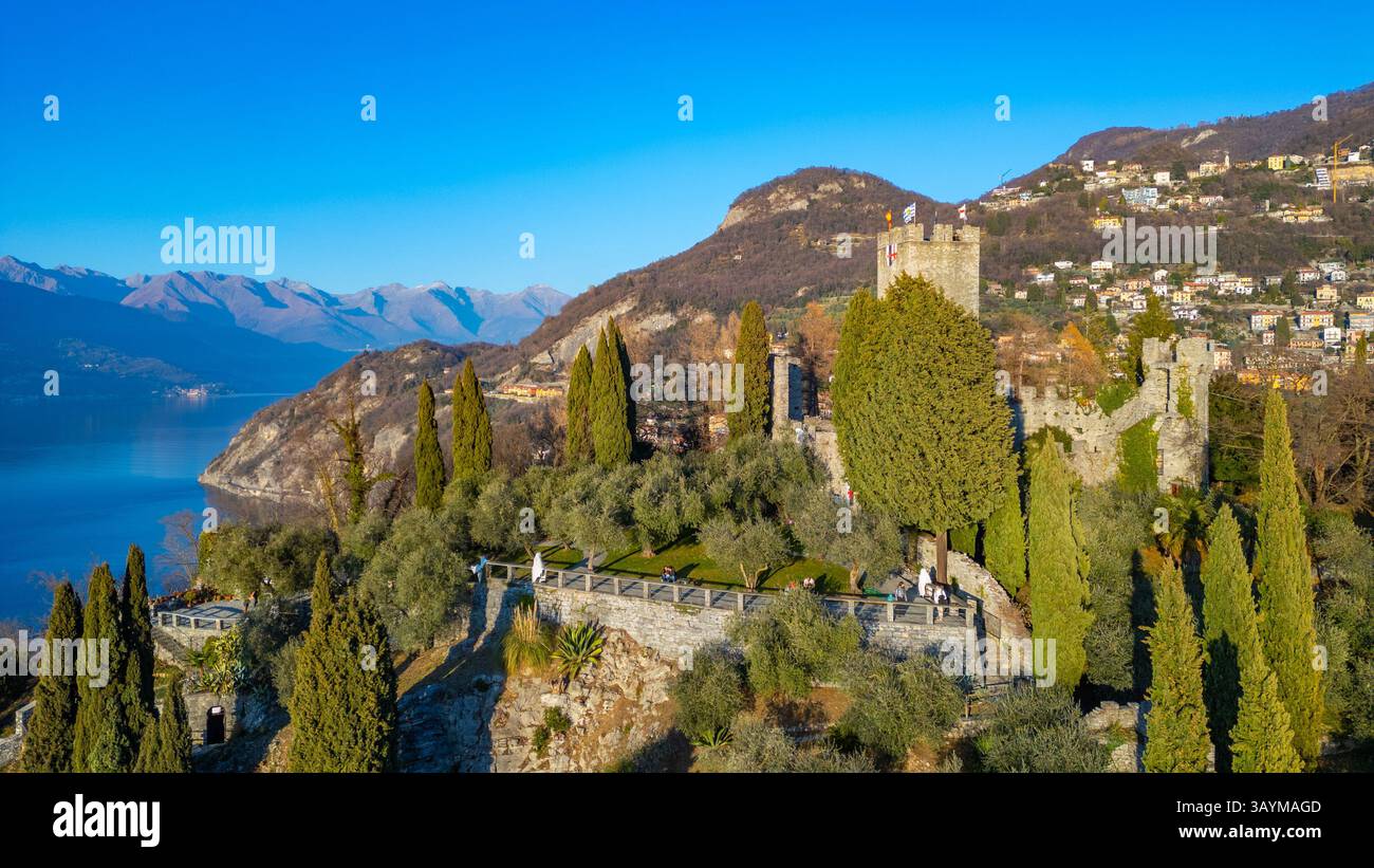 Vezio castle above Varenna town in Italy.IMAGE Stock Photo - Alamy
