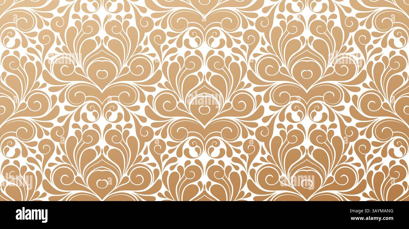 Damask seamless pattern element golden colors isolated white ...
