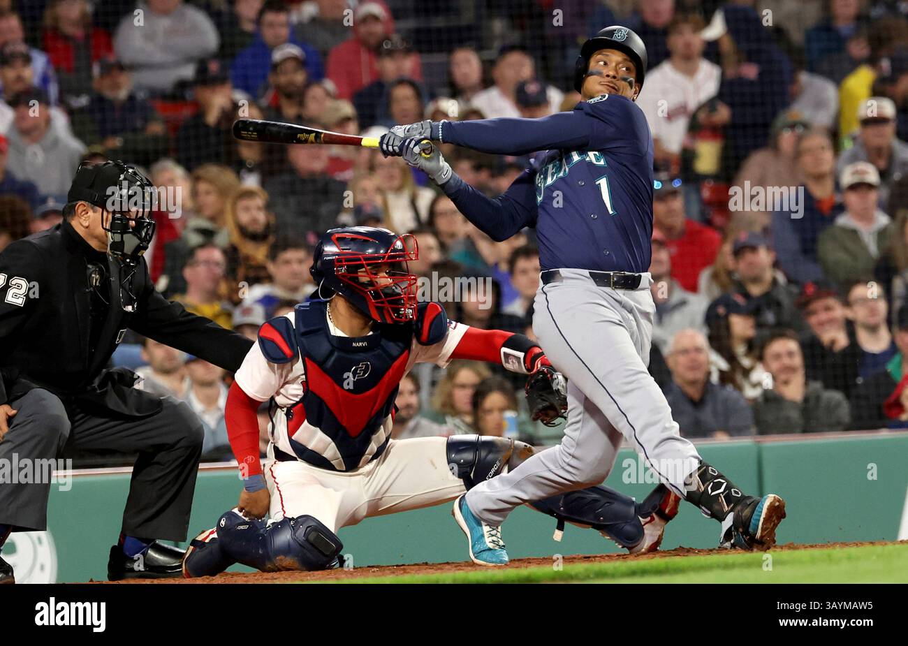 Seattle Mariners designated hitter Jorge Polanco takes a swinging ...