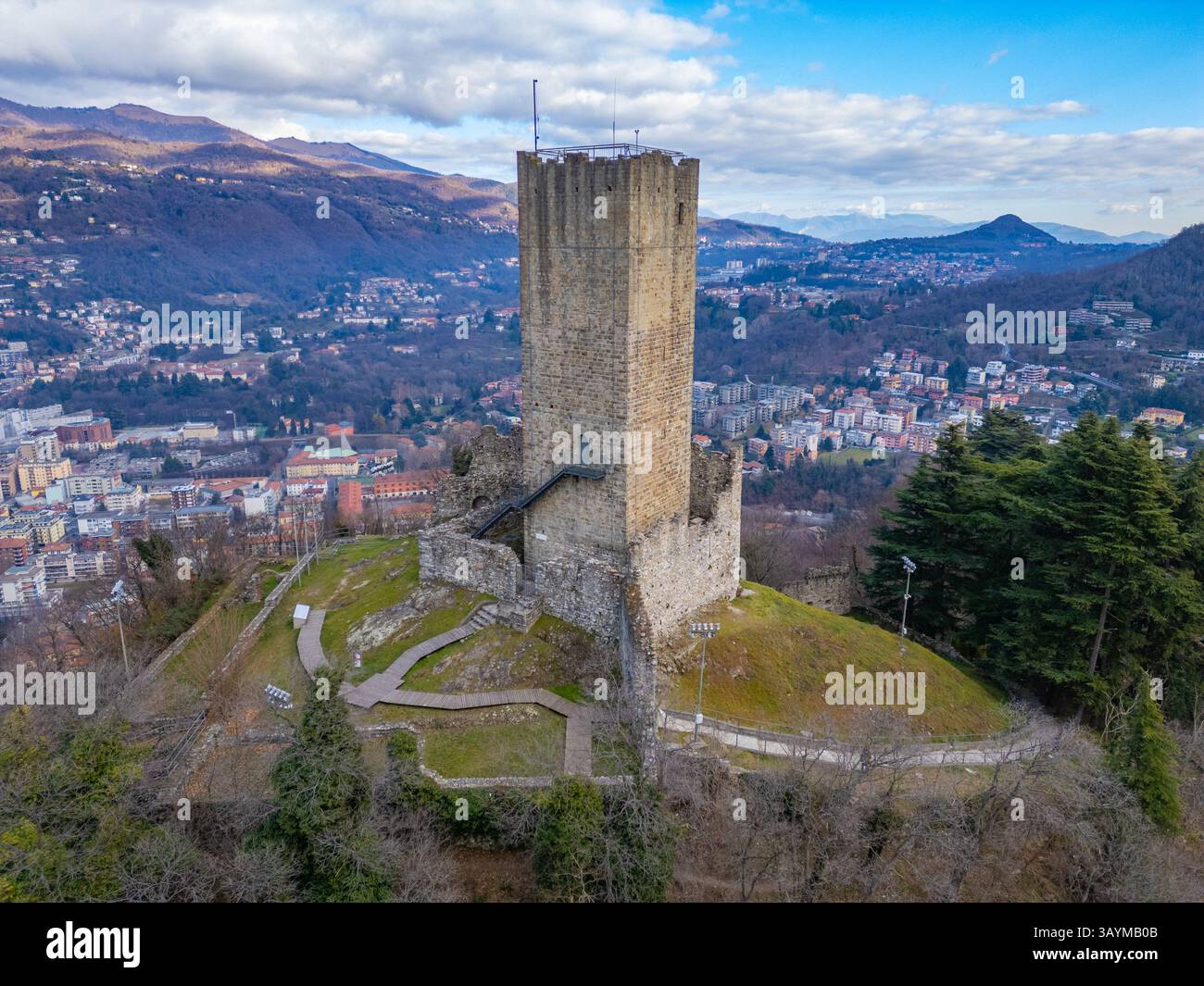 Castello Baradello overlooking Italian town Como.IMAGE Stock Photo - Alamy