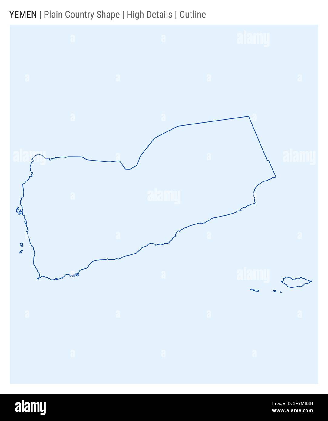 Yemen plain country map. High details. Outline style. Shape of Yemen ...