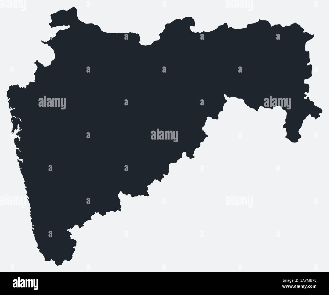 Maharashtra map. Just a simple border map. Shape of the state. Flat ...