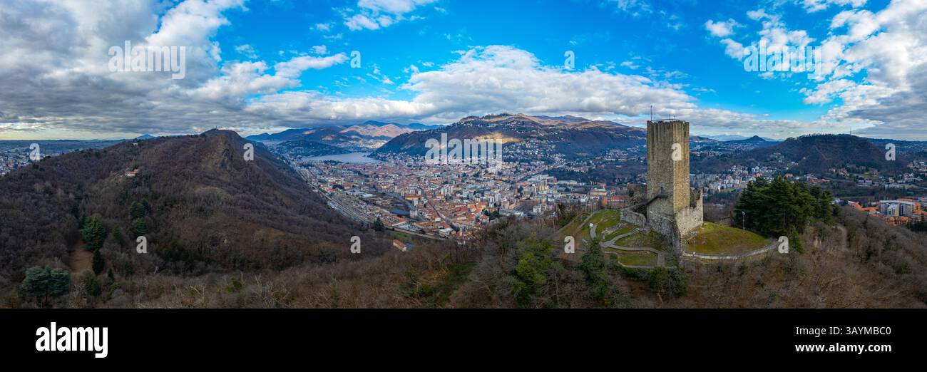 Castello Baradello overlooking Italian town Como.IMAGE Stock Photo - Alamy