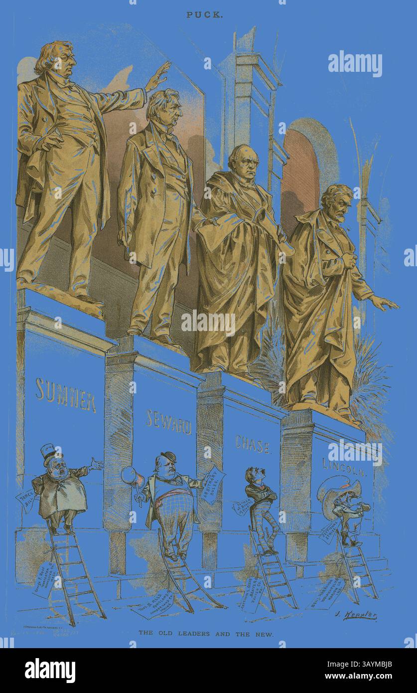 A depiction of prominent historical figures, each represented by a ...