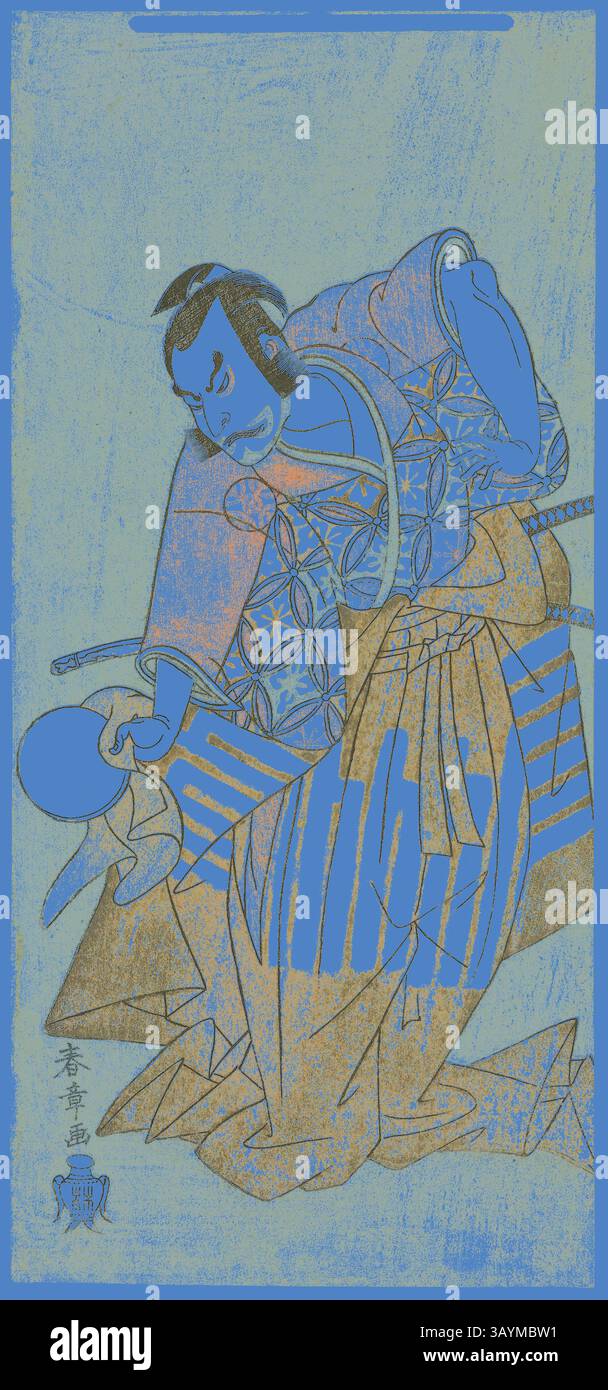 A warrior dressed in traditional attire, poised in a dynamic stance ...