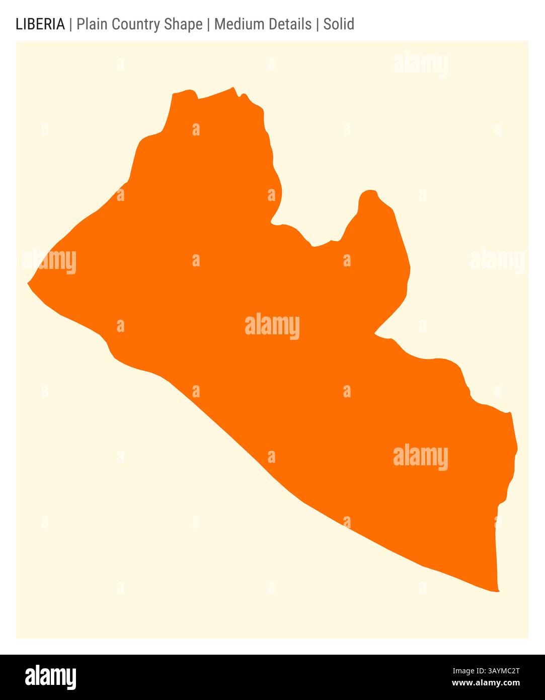 Liberia plain country map. Medium details. Solid style. Shape of ...