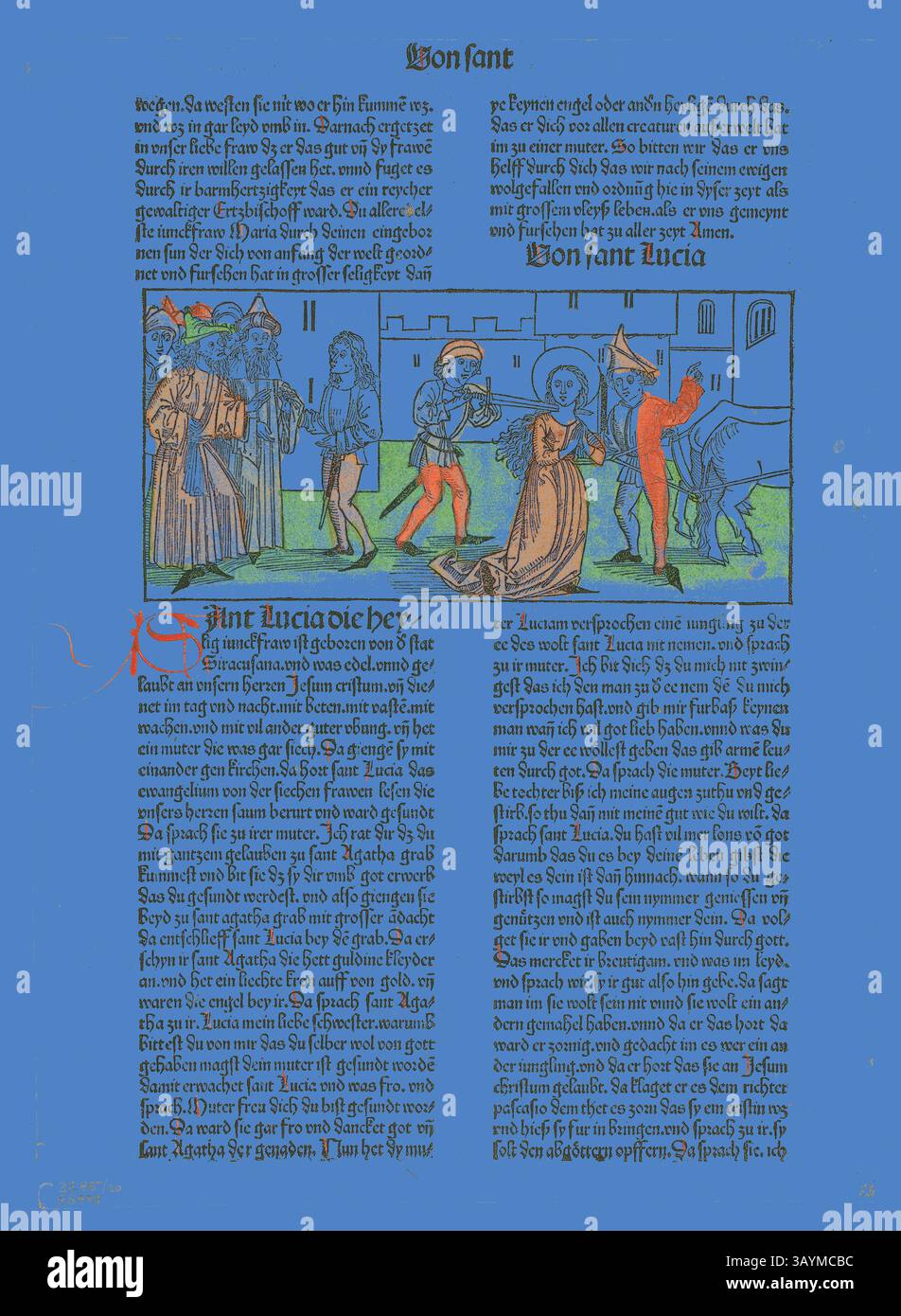 A historical text accompanied by colorful illustrations depicts scenes ...