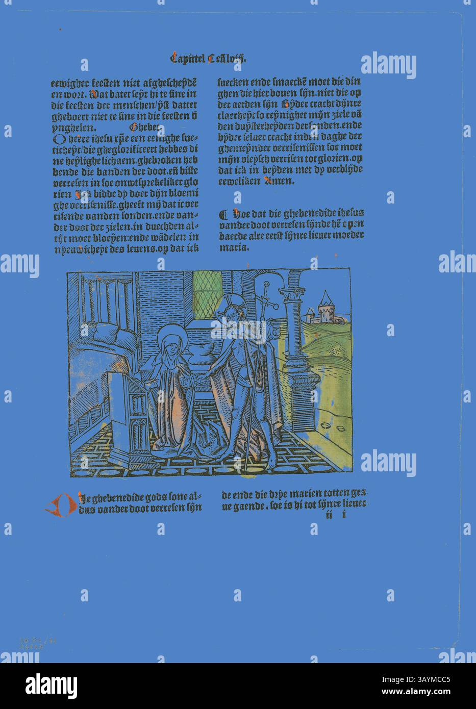 A detailed scene depicts a figure in a long robe interacting with ...