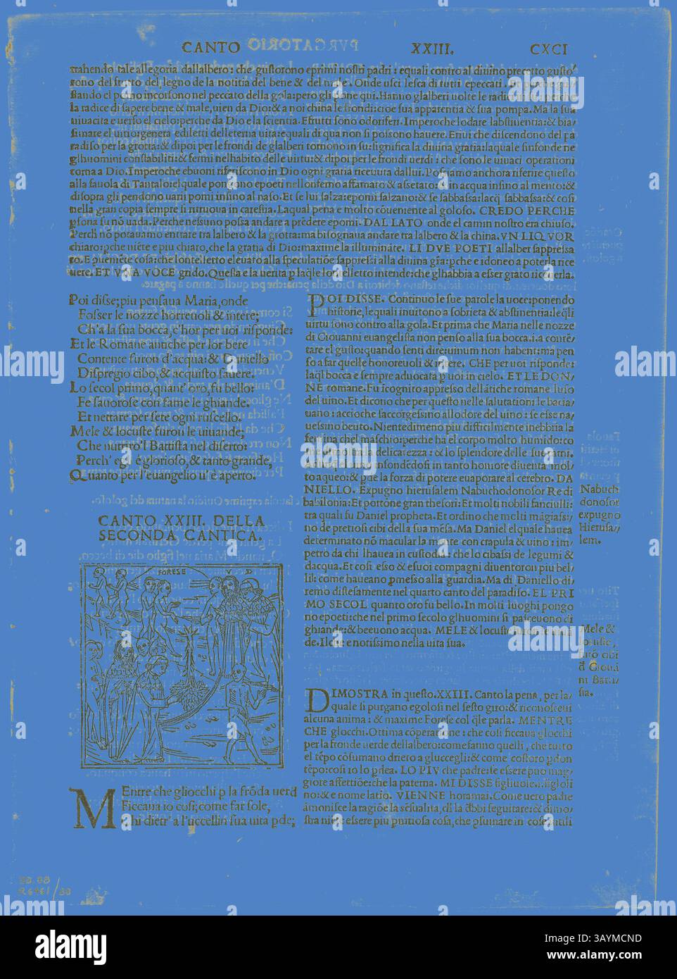 An illustrated page features text from a literary work, prominently ...