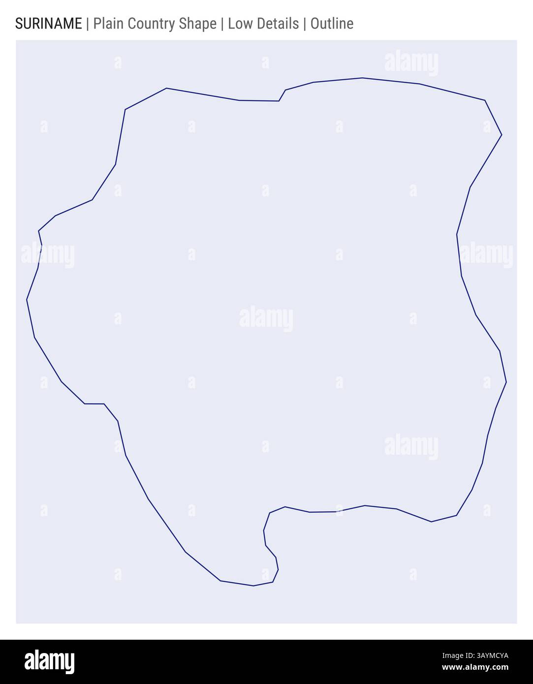 Suriname plain country map. Low details. Outline style. Shape of Suriname. Vector illustration ...